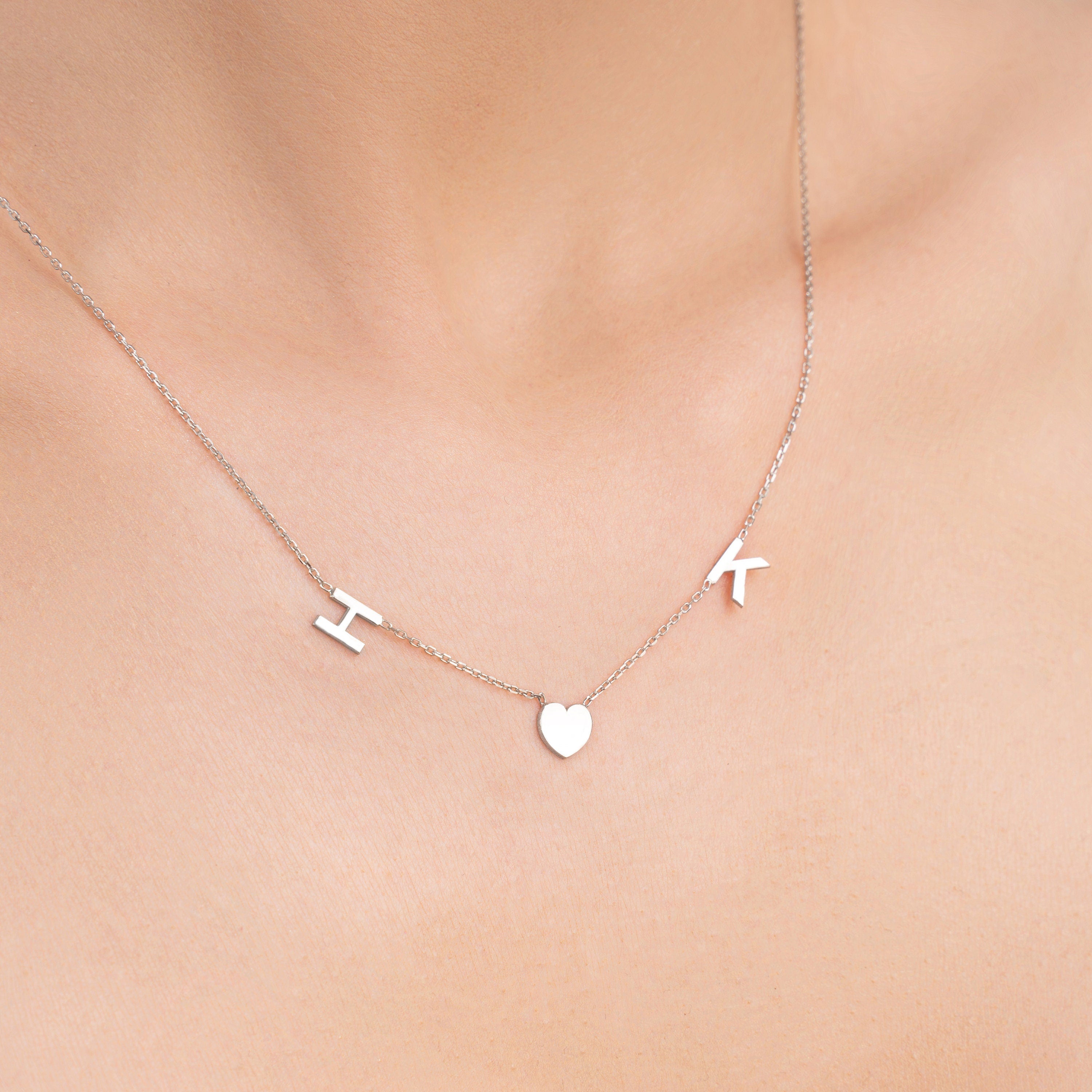 Heart and Initial Charm Necklace – Glamoristic